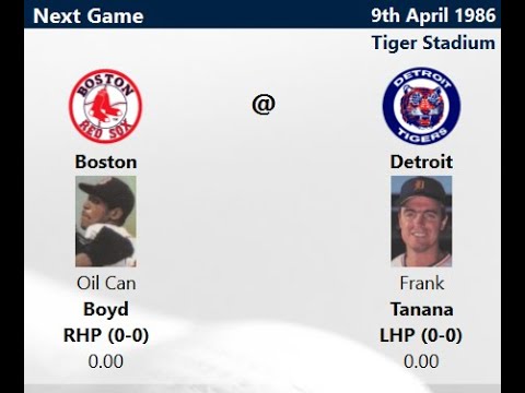 1986 MLB Replay Project: Red Sox at Tigers-April 9, 1986 (PC Replay ...