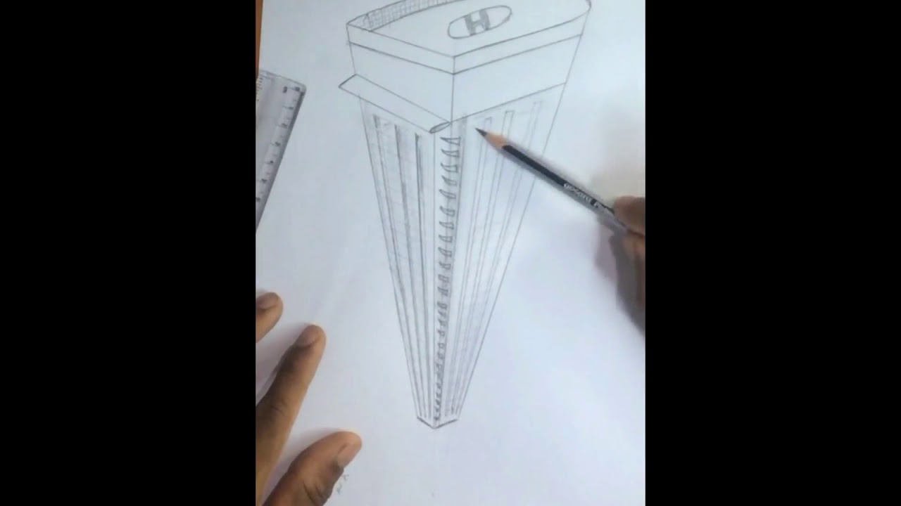 Modern skyscraper in one point perspective view - YouTube