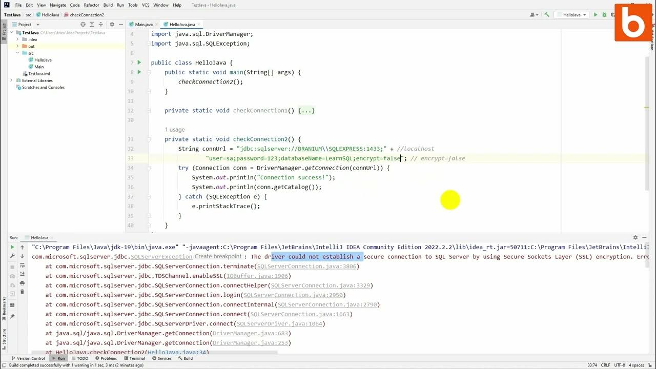 Java JDBC - Sửa lỗi the driver could not establish a secure connection to sql server - YouTube