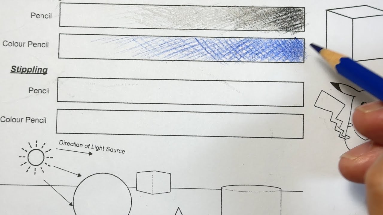 Shade with Cross-hatching lines with colour pencil - YouTube