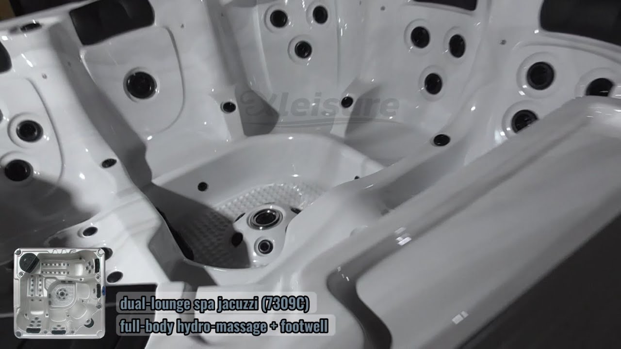 dual-lounge spa jacuzzi (7309C), full-body hydro-massage + footwell ...