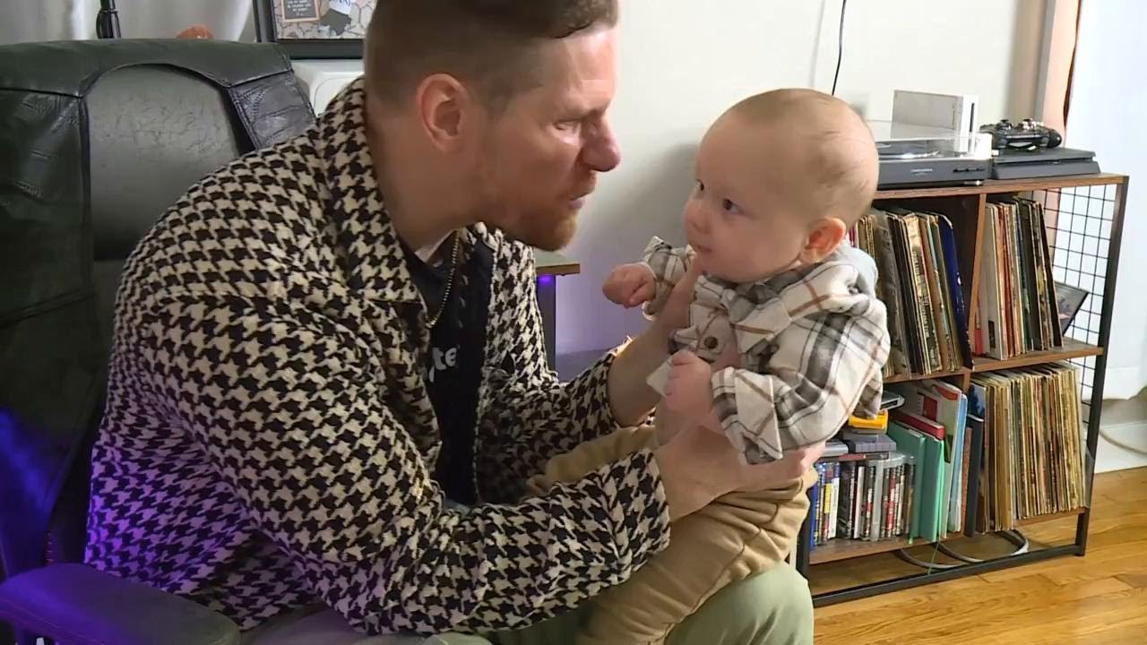 Rapper goes viral after posting rap battles with his baby - YouTube