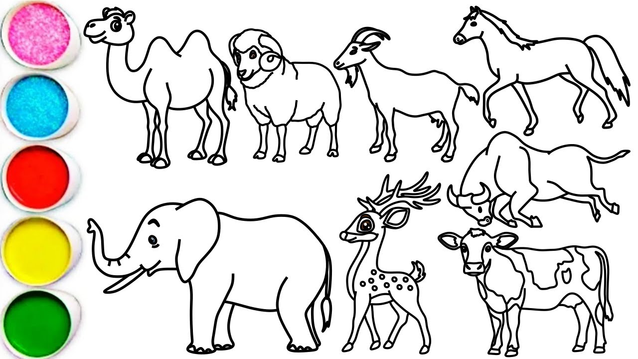 Draw AMAZING Animals in 20 Minutes! Camel, Sheep, Goat, Horse, Bull ...