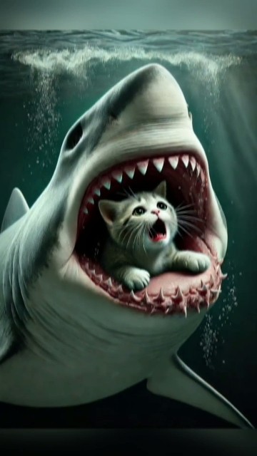 Shark eats kitten #cat #catcatfunnyfightcompilation #catstory # ...