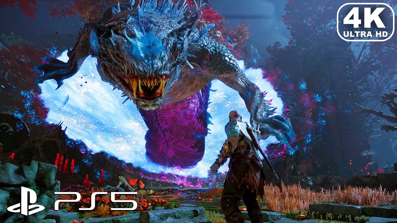 God of War Ragnarok PS5 - The Dragon of the World Tree, Nidhogg Boss ...