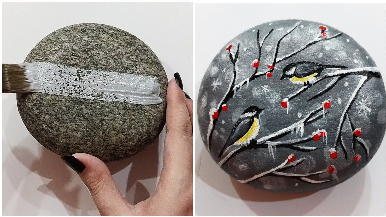 Pebble painting ideas | Acrylic painting tutorial - YouTube