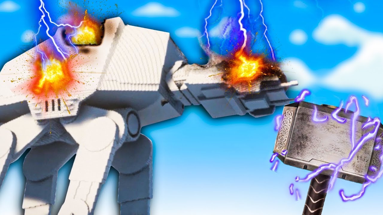 THOR'S HAMMER Destroys AT-ATs in Teardown Mods - YouTube