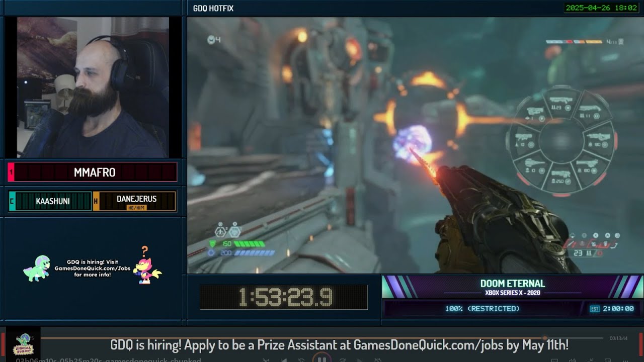 GamesDoneQuick Hotfix - 100% DOOM Eternal Speedrun by MMAFRO - YouTube