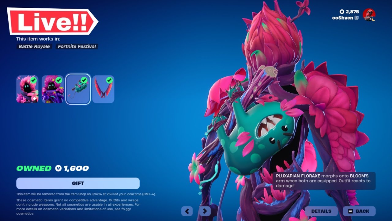 🔴BLOOM *NEW* FORTNITE ITEM SHOP TODAY AUGUST 5! (Fortnite LIVE) - YouTube