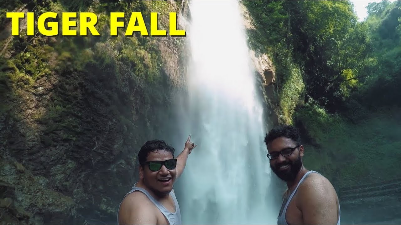 Going Under The Dangerous 50 Meter High Waterfall - Tiger Fall in ...