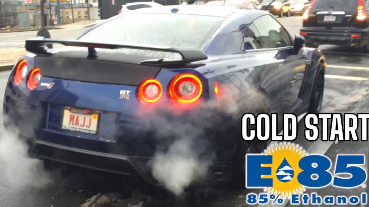 Nissan GTR Cold Start STRUGGLE on E85 - YouTube