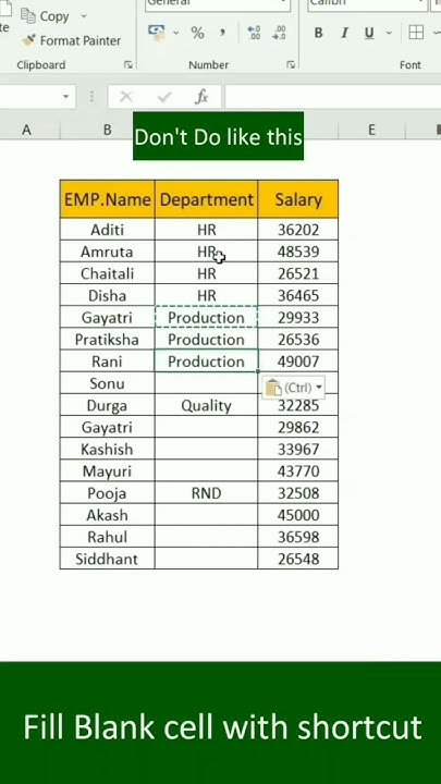 Fill Blank cell with Shortcut in Excel #explore #reels #exceltips #excel #finance #sql #powerbi ...