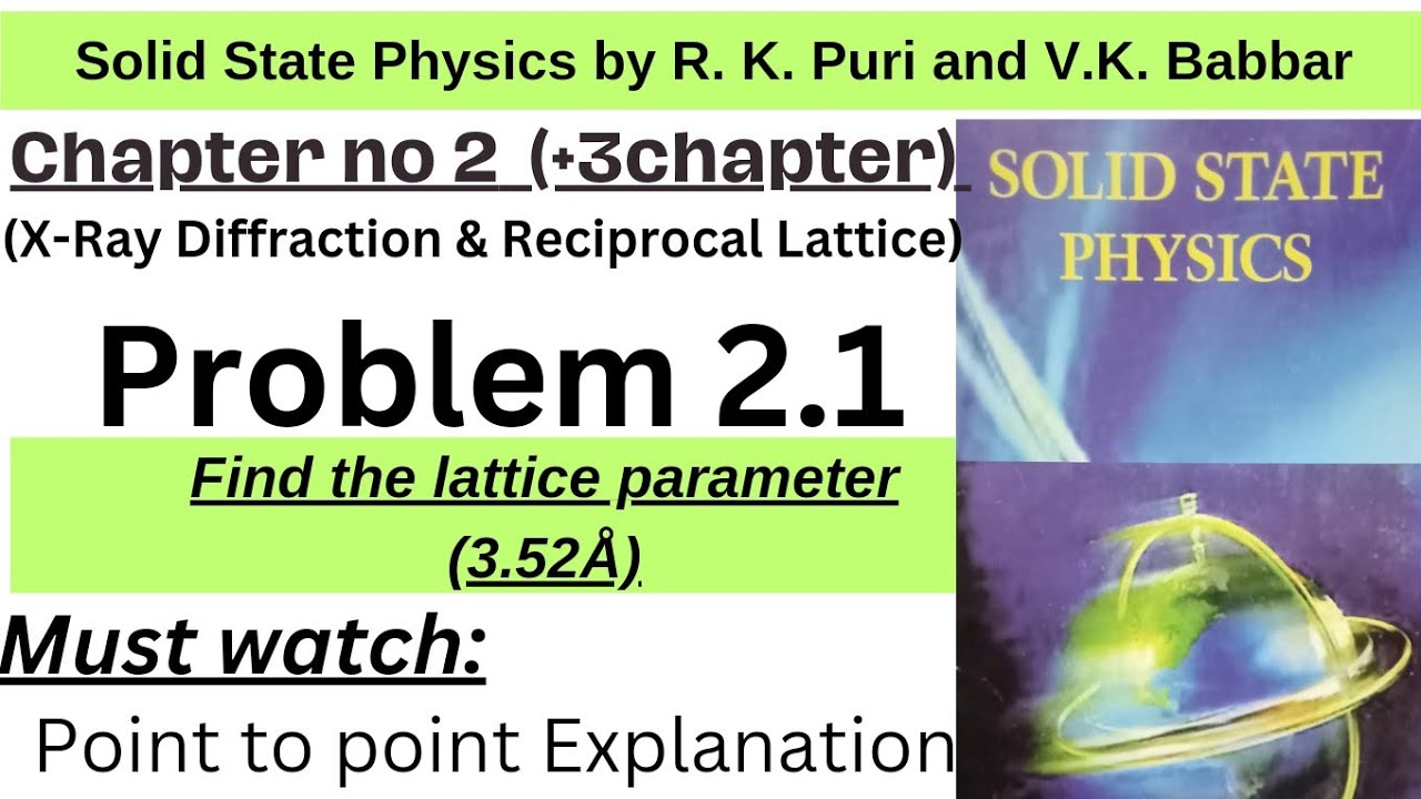 Solid State physics problem 2.1 | R.K PURI and V.K BABBAR | chapter 2 problem 1 | SSP by RK PURI ...