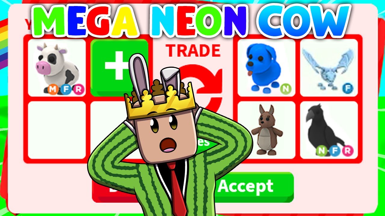 Trading MEGA NEON COW In RICH Adopt Me Severs PT.2 (Roblox Trading ...
