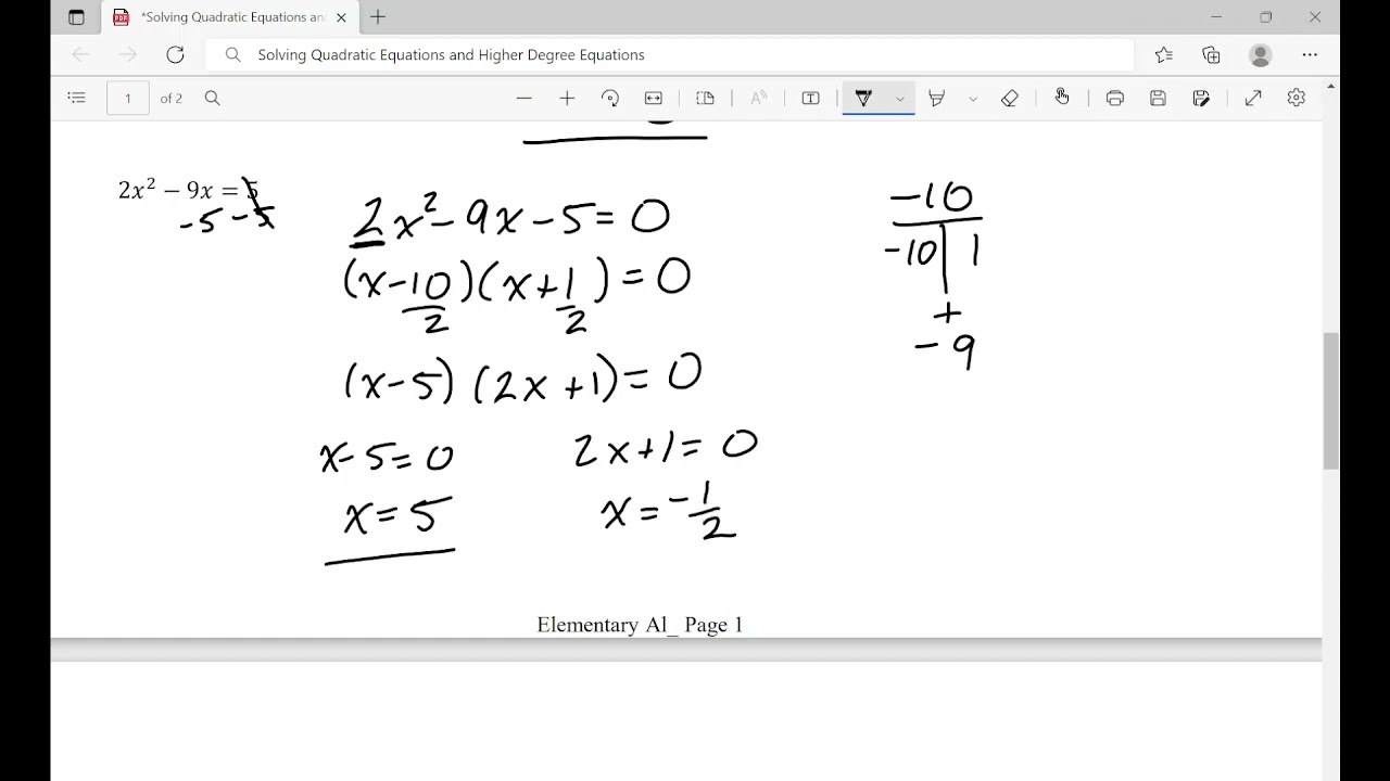 Solving Quadratic Equations and Higher Degree Equations - YouTube