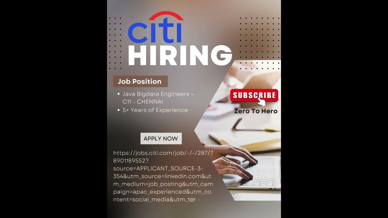 CITI Hiring - Java Bigdata Engineers - YouTube