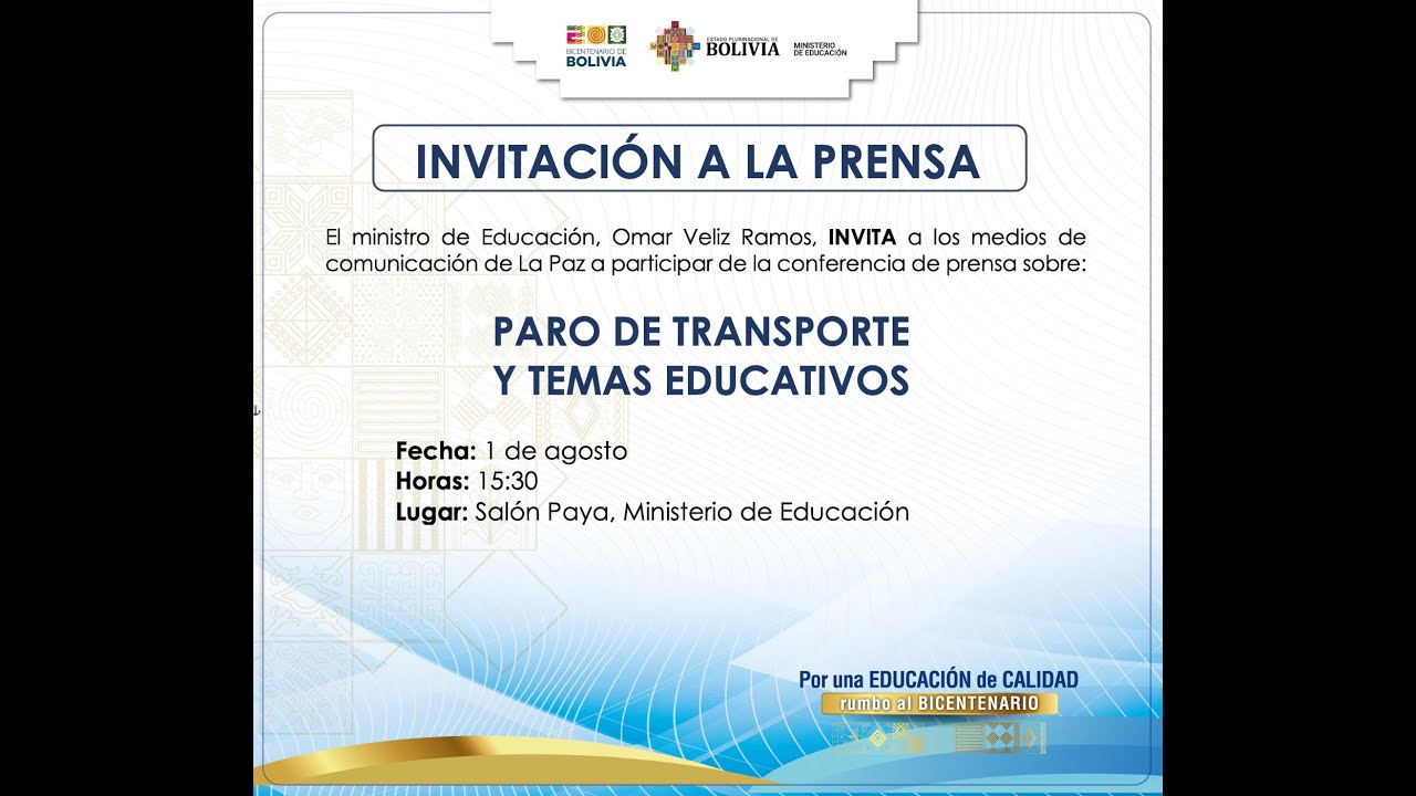 🔴 #EnVivo | Conferencia de prensa del ministro de Educación, Omar Veliz ...