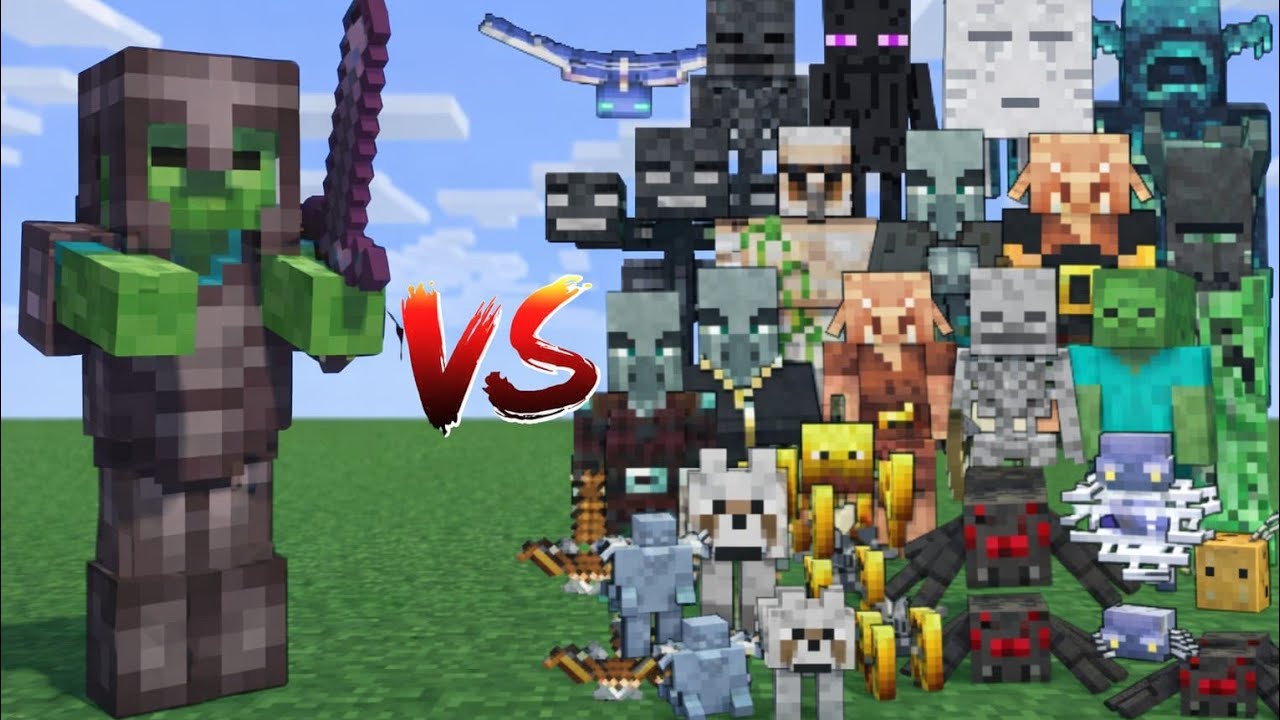 Netherite Armor & Netherite Sword vs Every mob in Minecraft - Zombie ...