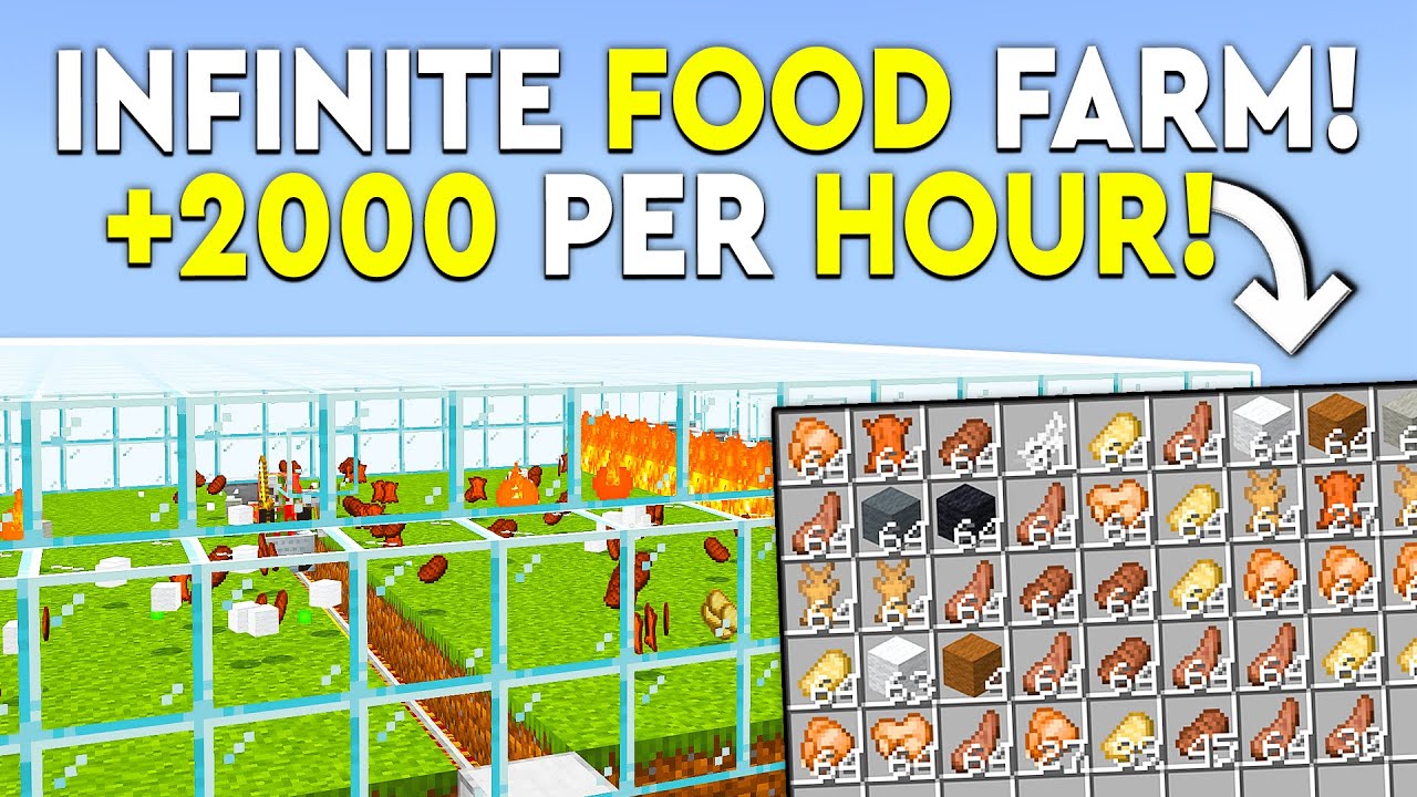 BEST Food Farm Minecraft Bedrock Tutorial - 2,000/HR! - MCPE/Xbox/PS ...