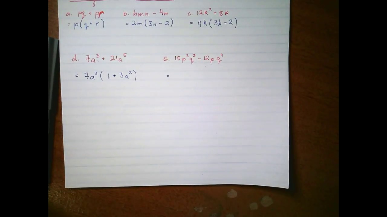 Factoring Algebraic Expressions Pronumeral Factor - YouTube