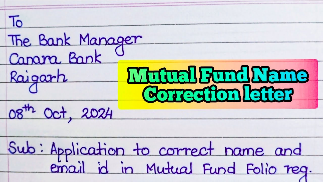Application to correct name in mutual fund folio| Mutual fund folio ...