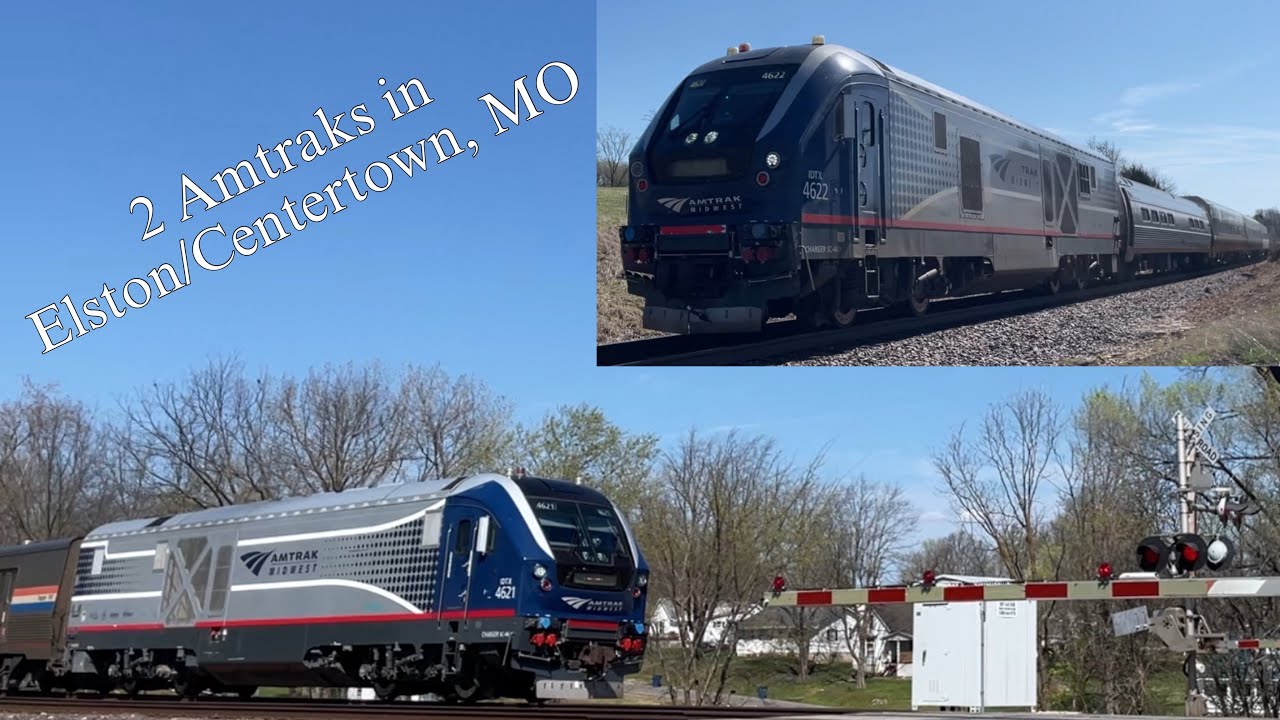 2 Amtraks in Elston/Centertown, MO - YouTube