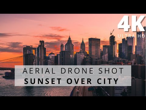 【4K】DRONE FOOTAGE OF SUNSET OVER CITY ROADS | SHORT DRONE VIDEO | AERIAL SHOT