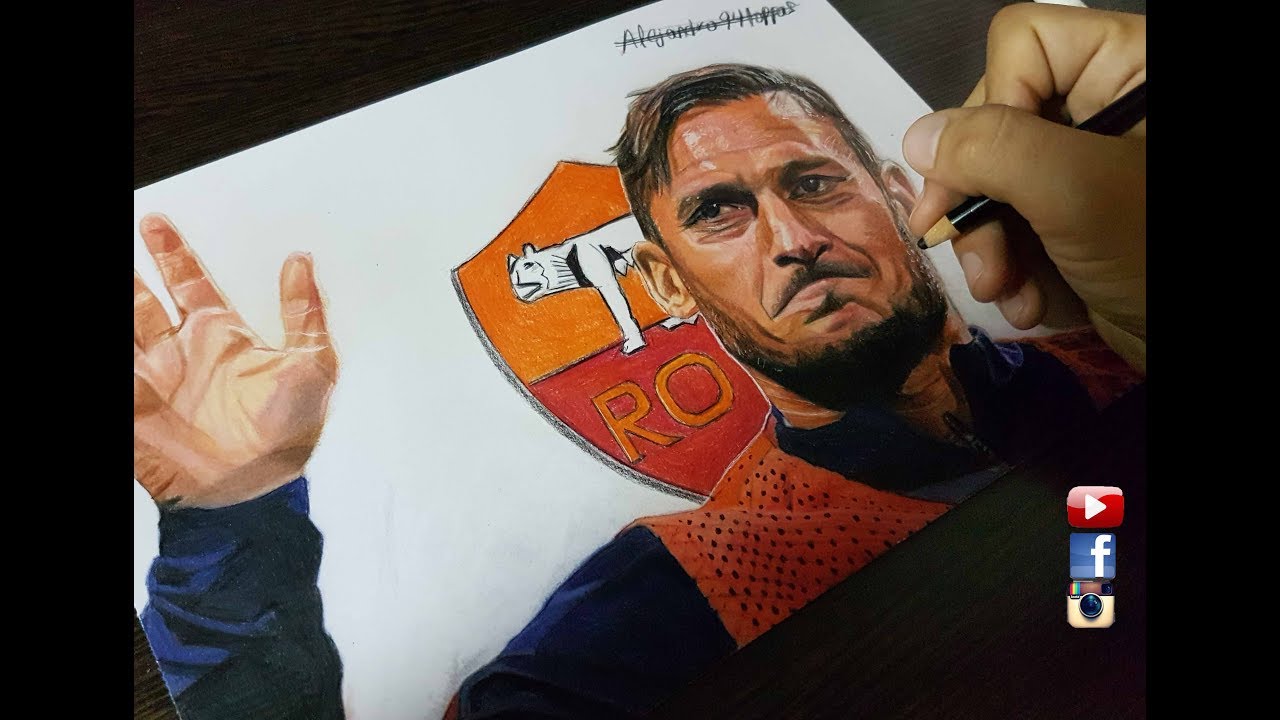 FRANCESCO TOTTI farewell (speed drawing) - The end to a wonderful ...
