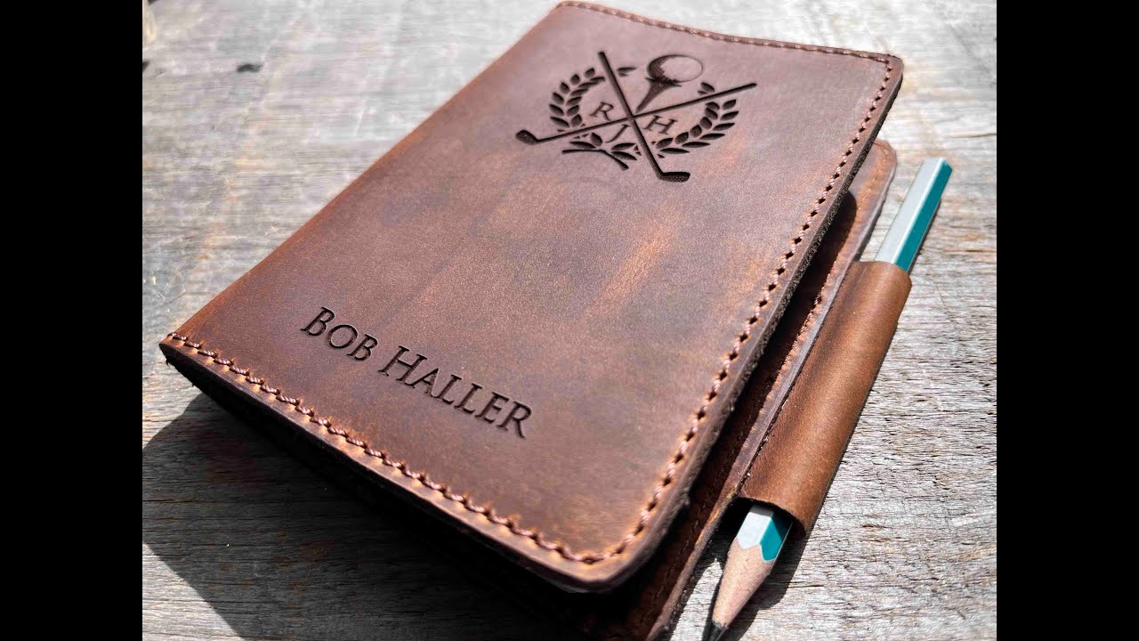 Golf Log Premium Leather custom engraved. Re-fillable with a pencil and ...