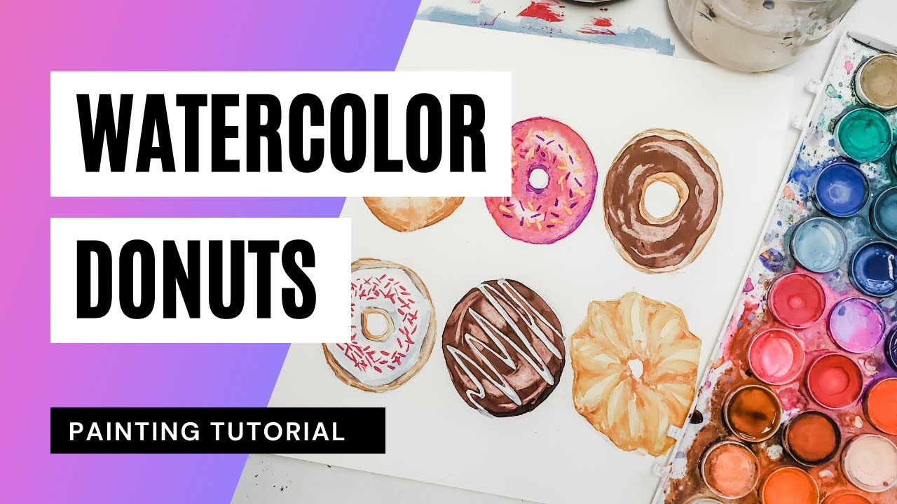 How to Paint Watercolor Donuts - YouTube
