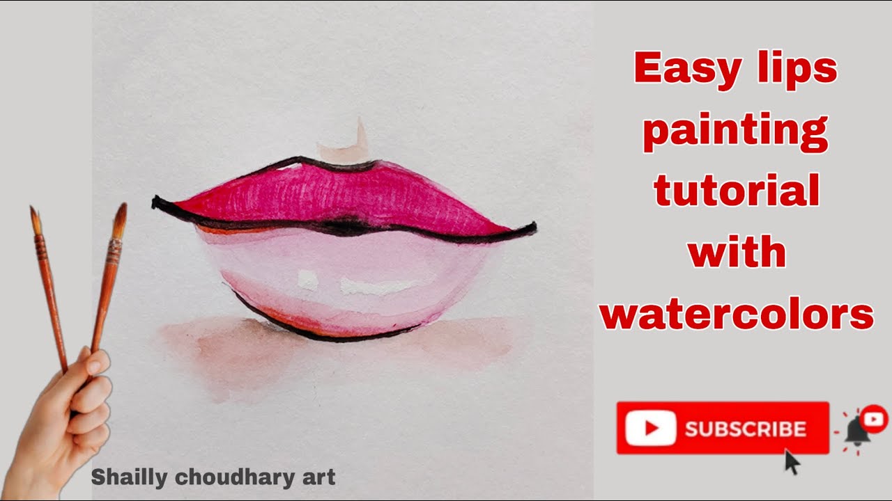Easy watercolor lips painting | tutorial | beginners #watercolor # ...