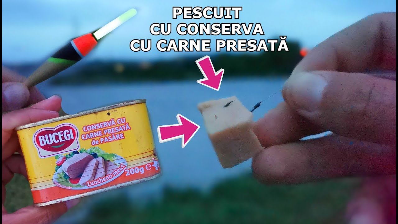 Pescuit LA PLUTA La CONSERVA cu CARNE PRESATA - YouTube