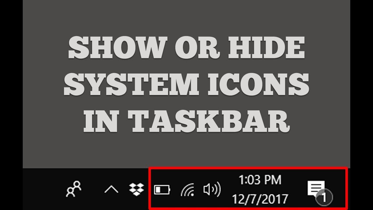 Show or Hide System Icons In Taskbar in Windows 10 - YouTube