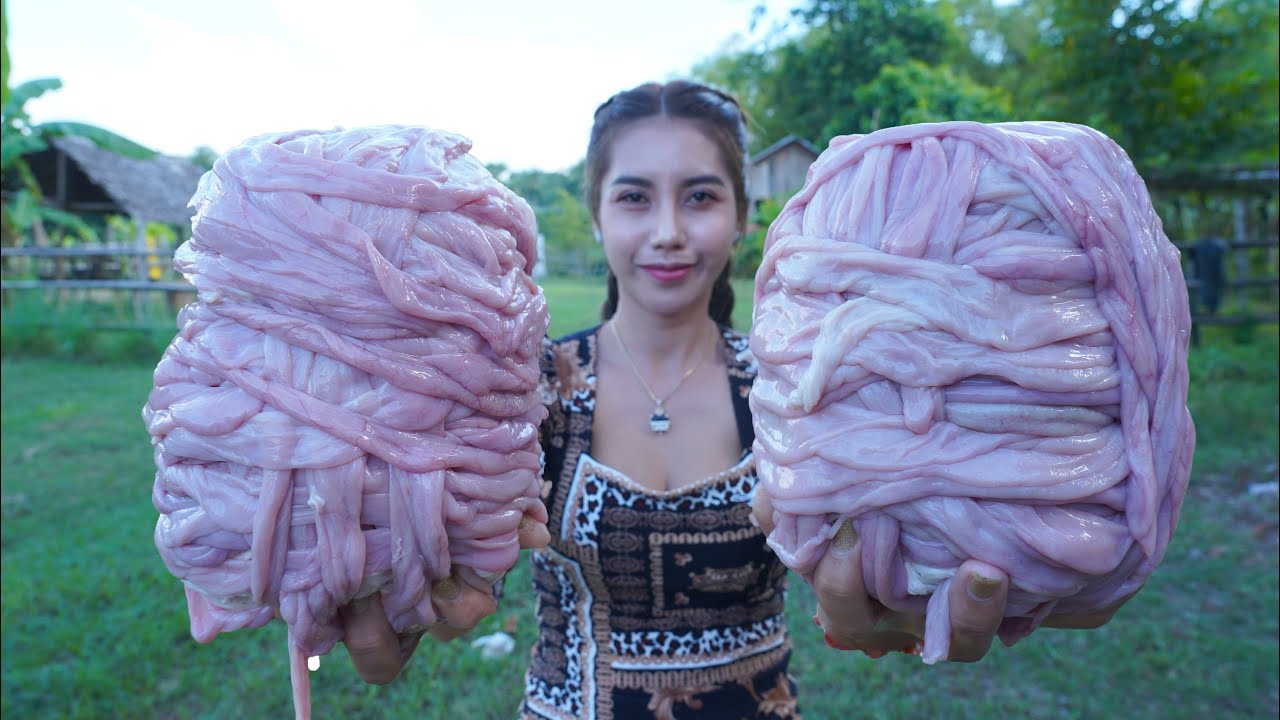 Intestine pork roasted with bread cook recipe - Amazing cooking - YouTube