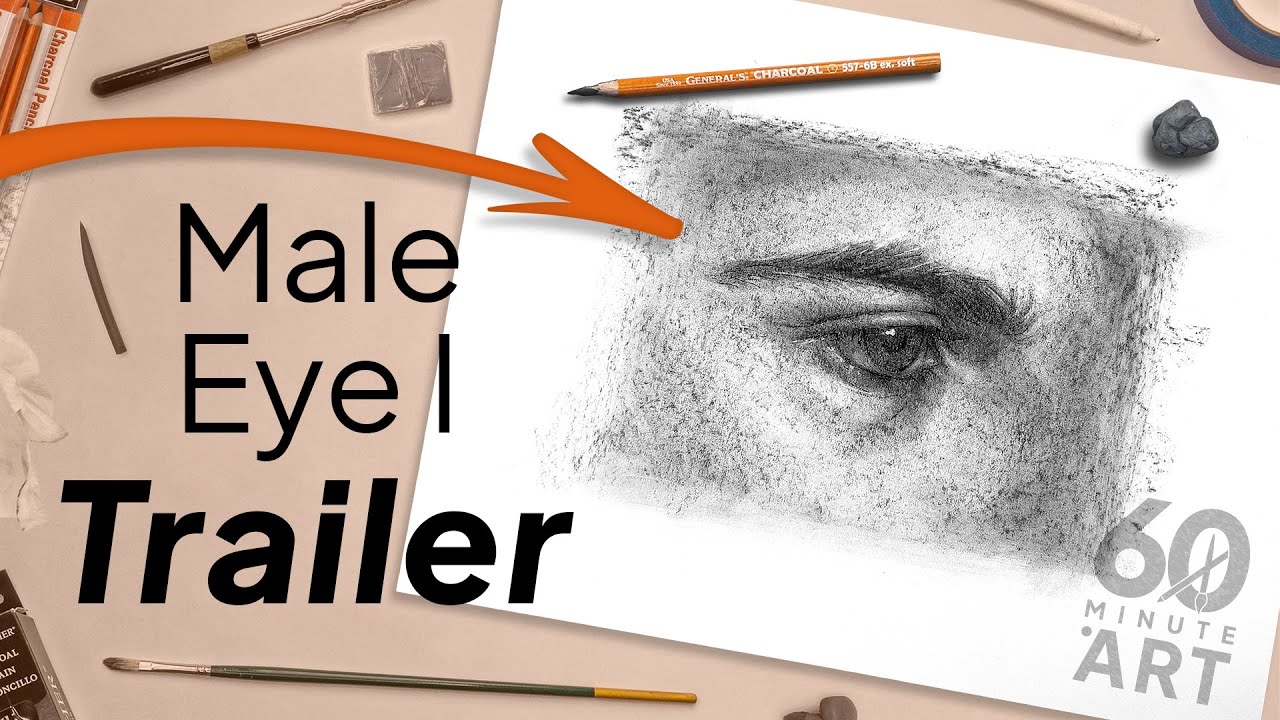 Draw a Male Eye (Profile View) in Charcoal on Paper - Trailer - YouTube
