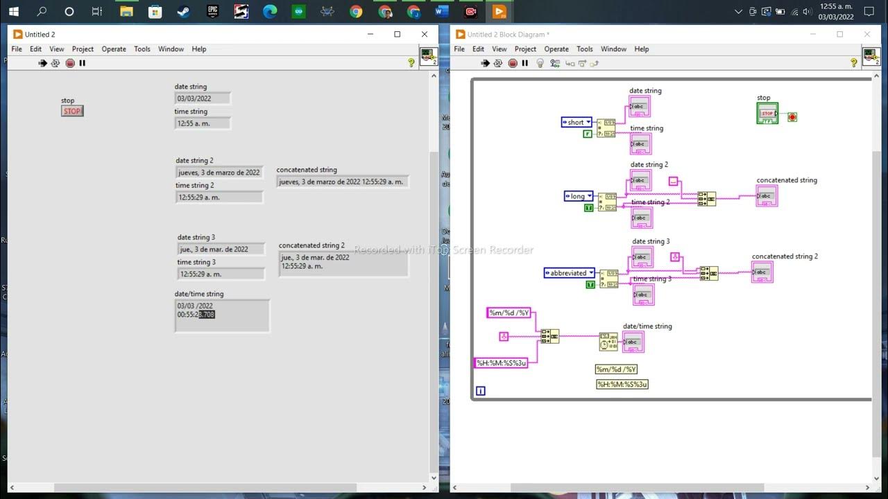 Cómo usar la fecha y hora en labview 2020 - YouTube