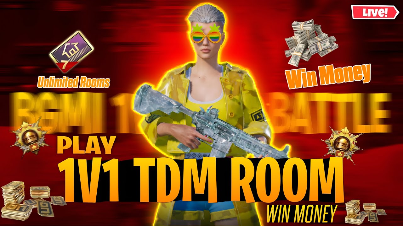 1v1 Tdm Custom Room | My First Live Stream | Win Money #bgmilive ...