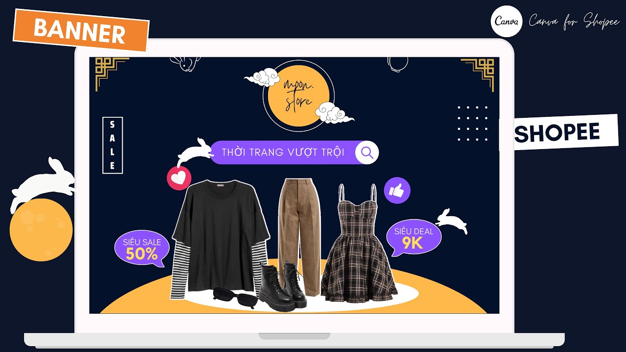 Tạo banner shopee chủ đề Trung thu | Shopee template, trang trí shopee ...