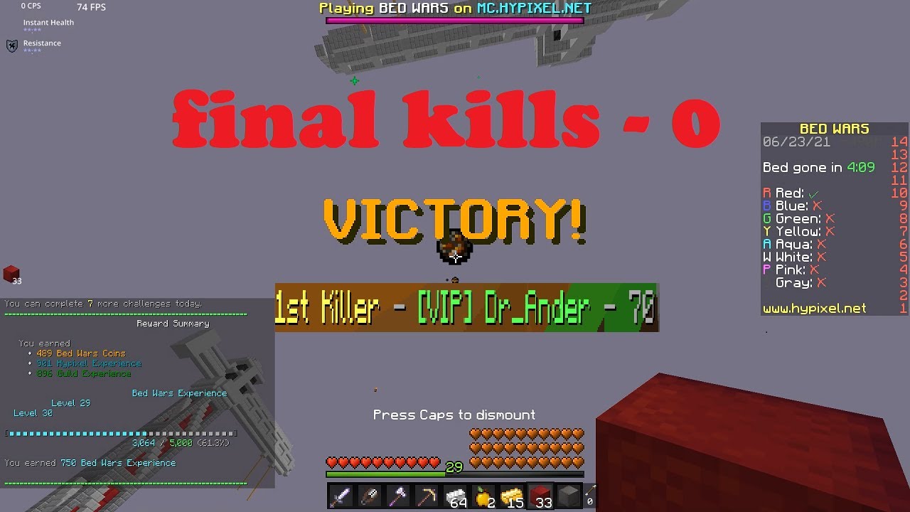 hypixel bedwars no final kill challenge - YouTube