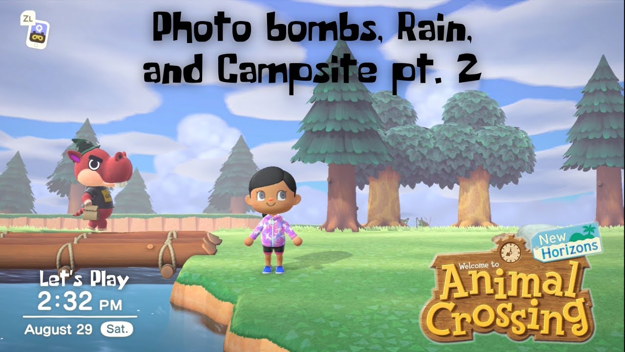 Photo bombs, Rain, and Campsite Pt. 2 | Real-time Let's Play ACNH - YouTube