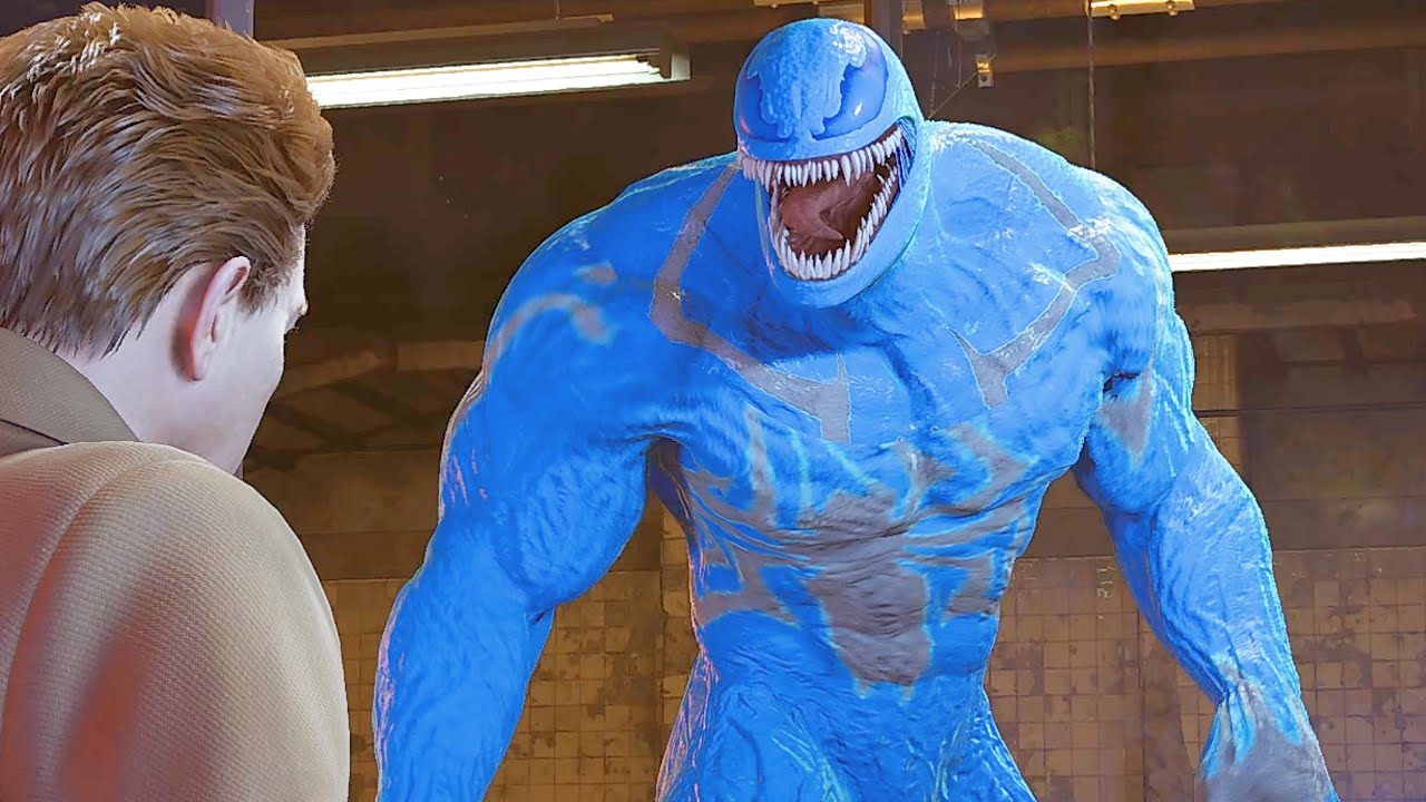 New Cyan blue Marvel Spider-Man 2 Venom Stealing Hive Mind From Big ...