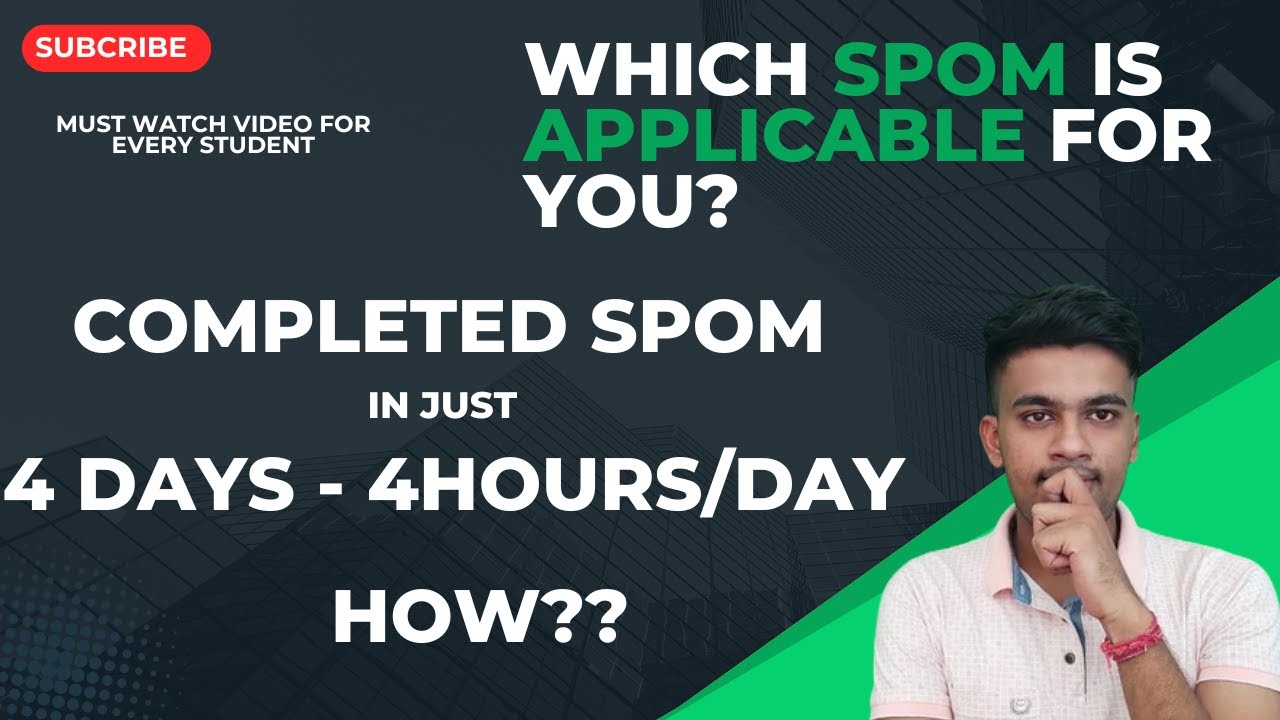 Complete SPOM in 4 Days - 4 Hours/day......How?? Which SPOM is ...