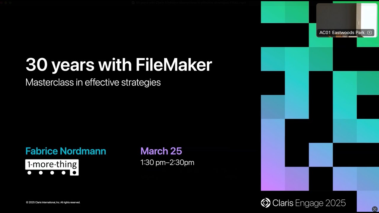 Day 1 [Nordmann F] 30 Years with Claris FileMaker Masterclass in ...