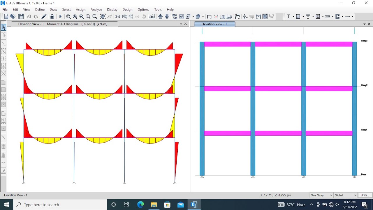 Analysis of 2D RC Frame Using ETABS - YouTube