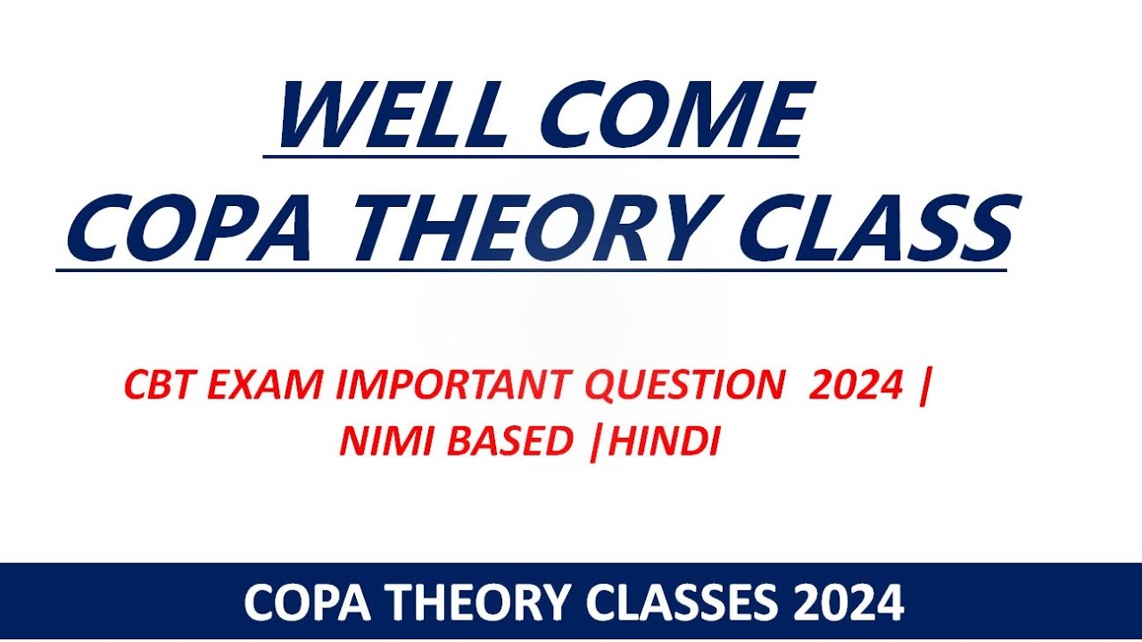 ITi Copa theory important question 2024 chapter 06 part :02 , iTi Copa ...