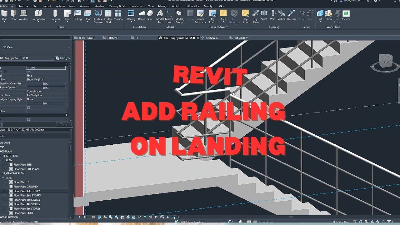 LANDING RAILING CONNECTION ON REVIT - YouTube