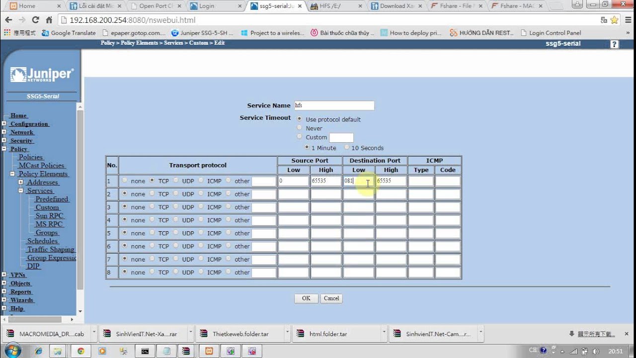 cau hinh nat port juniper ssg5 - YouTube