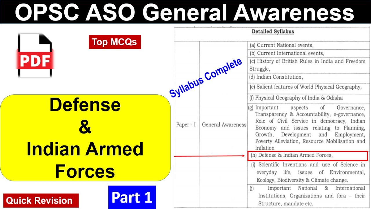 OPSC Syllabus | Defense & Indian Armed Forces |#opscaso #opsc - YouTube