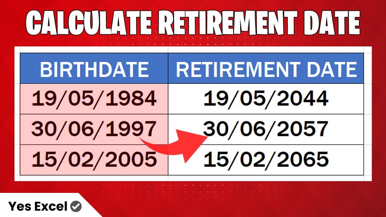 Calculate Retirement Date In Excel YouTube Calculate Retirement Date In Excel YouTube