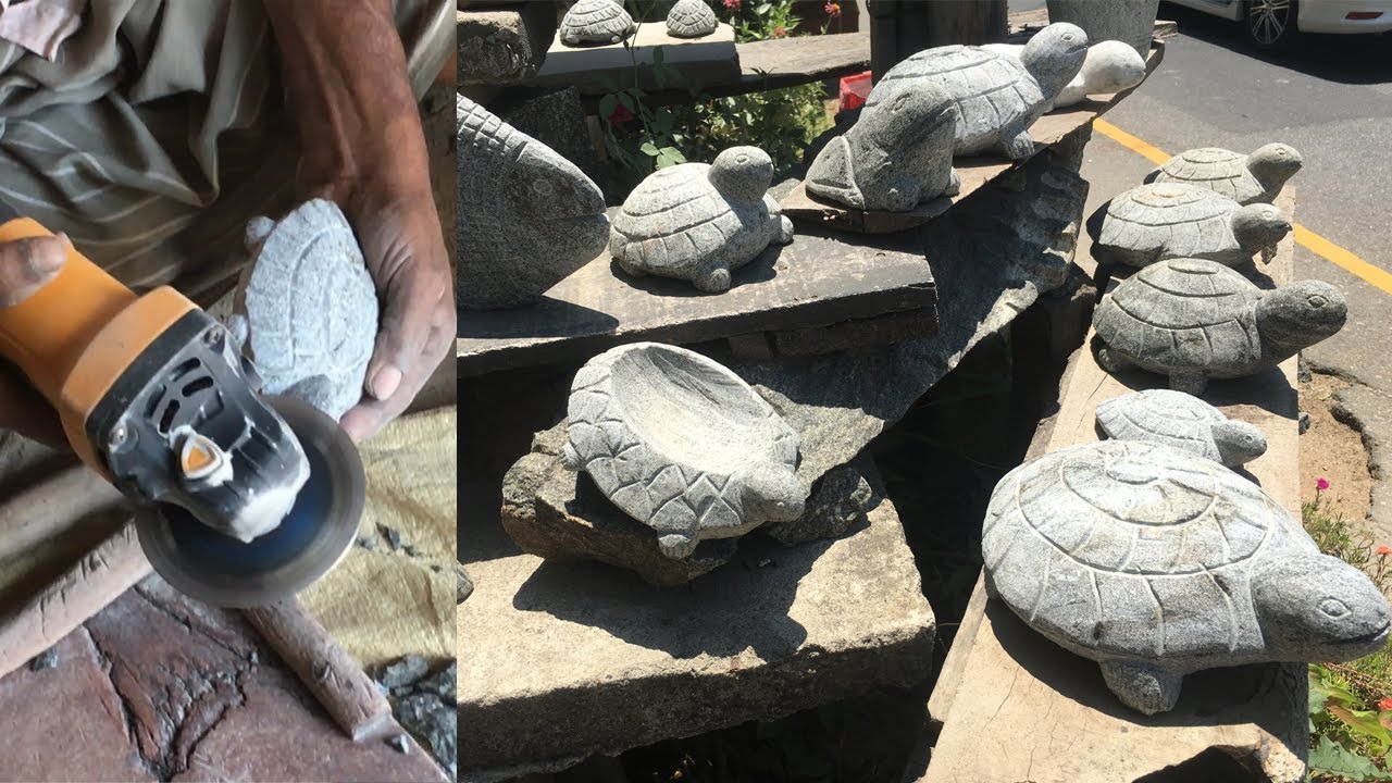 making a turtle - Stone carving using a grinder machine - YouTube